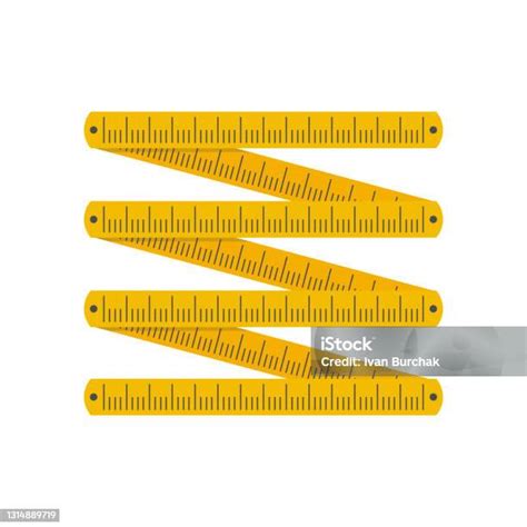 노란색 접이식 규칙입니다 지그재그 모양 흰색으로 격리된 플랫 스타일 벡터 일러스트레이션 건설 산업에 대한 스톡 벡터 아트 및 기타 이미지 건설 산업 건축 건축가