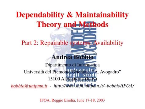 Ppt Dependability And Maintainability Theory And Methods Part 2