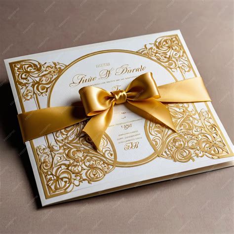 Luxury Wedding Invitation With Ornate Gold Border And Elegant Satin