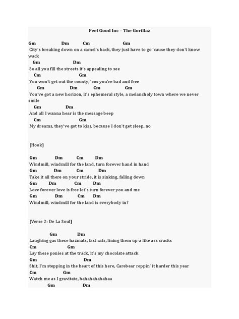 Feel Good Inc Lyrics Analysis Pdf Recorded Music Entertainment