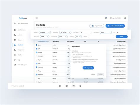 Notifyme 2 Dashboard Design