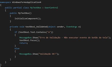 C Usercontrol X Form Cancelar Evento Da Tela Após Validação Do Uc