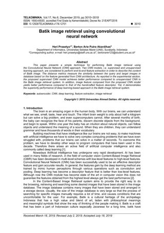 Batik image retrieval using convolutional neural network | PDF