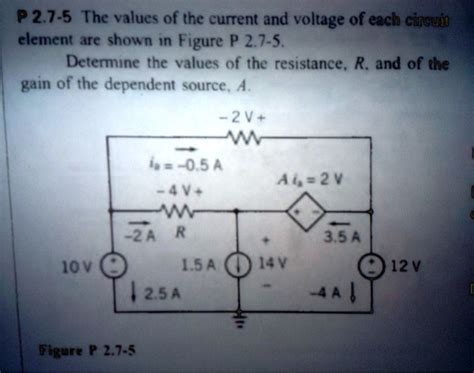 P 27 5 The Values Of The Current And Voltage Of Each Circuit Element Are Shown In Figure P 27