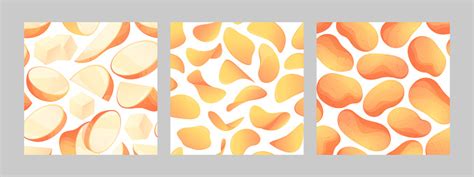 감자 패턴입니다 전체 야채 감자 튀김 칩 만화 플랫 스타일 패스트 푸드 배경과 원활한 인쇄 컬렉션 벡터 텍스처 세트