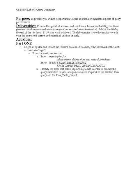 lab 09 shubham sachdeva cst8276 lab 09 query optimizer purpose to