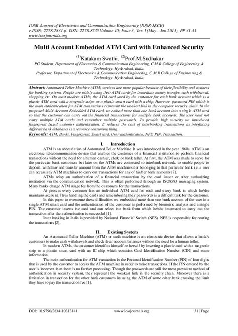 Pdf Multi Account Embedded Atm Card With Enhanced Security