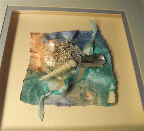 Art Assemblage Framed Shadow Box Sea Shells Pntd Paper Signed Etsy