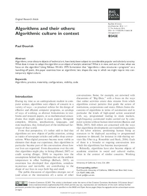 Pdf Algorithms And Their Others Algorithmic Culture In Context