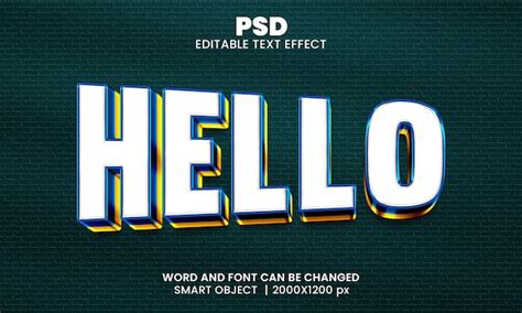 배경이 있는 Hello Luxury 3d 편집 가능한 포토샵 텍스트 효과 스타일 프리미엄 Psd 파일