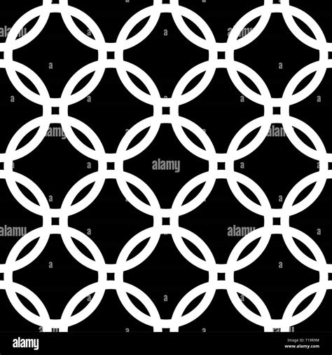 Interlocking Circles Repeatable Monochrome Vector Pattern Background