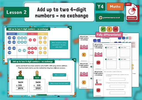 Year 4 Addition And Subtraction Add Up To Two 4 Digit Numbers No Exchange Lesson 2
