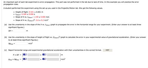 Solved An Important Part Of Each Lab Experiment Is Error Chegg