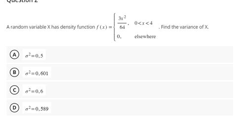 solved a random variable x has density function