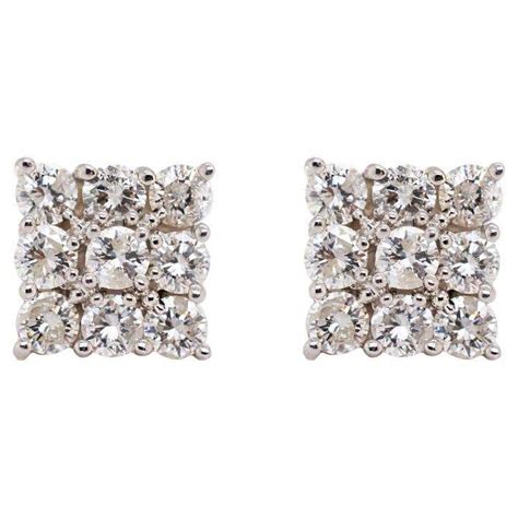 14k White Gold Diamond Earrings For Sale At 1stdibs