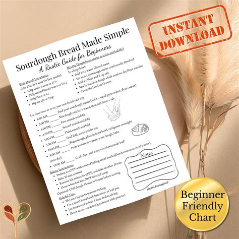 Sourdough Bread Chart For Beginners Printable Rustic Sourdough Timeline