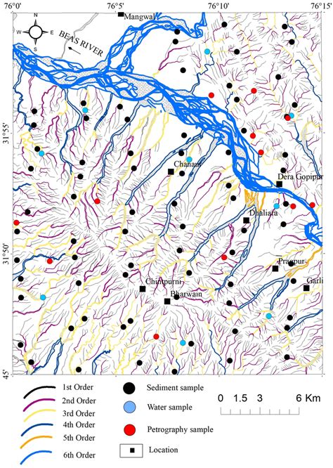 The Drainage Map Of The Study Area Showing Location Of The Sampling Points Download Scientific