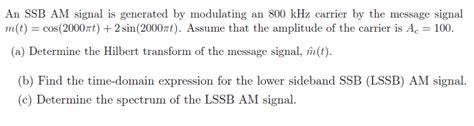an ssb am signal is generated by modulating an