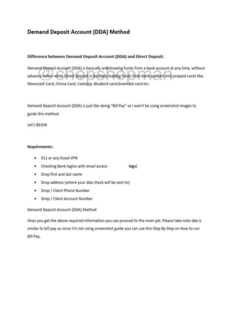 Demand Deposit Account Dda Method By Box Pdf Cheque Transaction