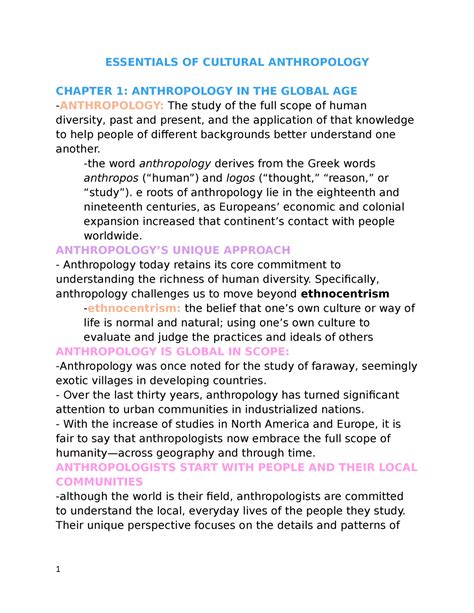 Anth Ch 1 Summary Essentials Of Cultural Anthropology Essentials Of Cultural Anthropology