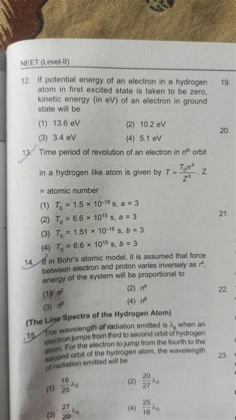 Time Period Of Revolution Of An Electron In Nth Orbit In A Hydrogen Like