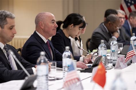 Dhs Secretary Alejandro Mayorkas Participates In A Bilateral Meeting With Minister Wang Xiaohong