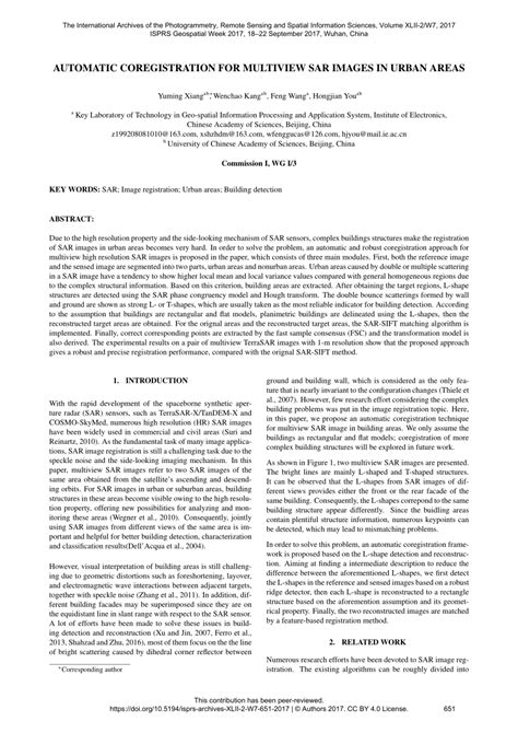 Pdf Automatic Coregistration For Multiview Sar Images In Urban Areas