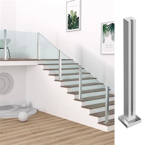Silver Glass Balustrade Post 304 Stainless Steel Glass Railing Post