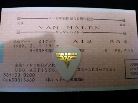 Vintage Eddie Van Halen Guitar Pick Van Halen Ticket Stub Japan 89