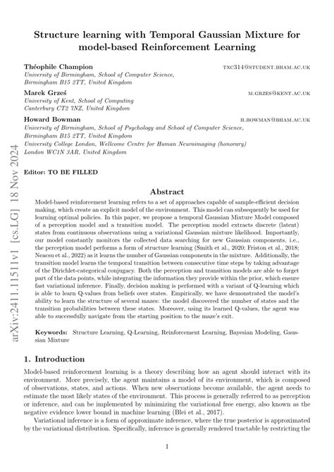 Pdf Structure Learning With Temporal Gaussian Mixture For Model Based