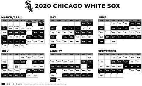 Chicago — The Chicago White Sox Have Announced Their 2020 Regular