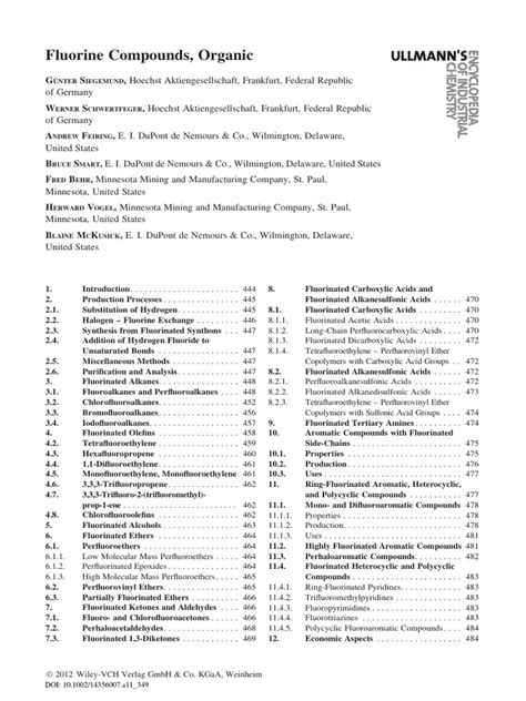 Fluorine Compounds Organic In Ullmanns Encyclopedia Of Industrial Chemistry Pdf