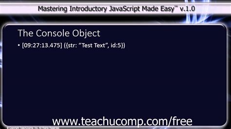 Javascript Training Tutorial The Console Object Youtube