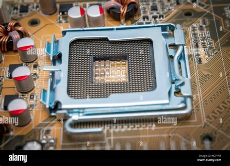 Empty CPU Processor Socket With Pins On Motherboard Stock Photo Alamy