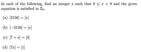 solved in each of the following find an integer x such that