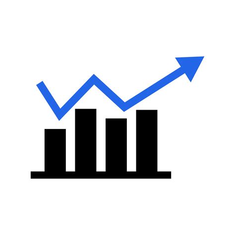 Rising Blue Arrow And Bar Graph Silhouette Icon Vector Vector Art At Vecteezy