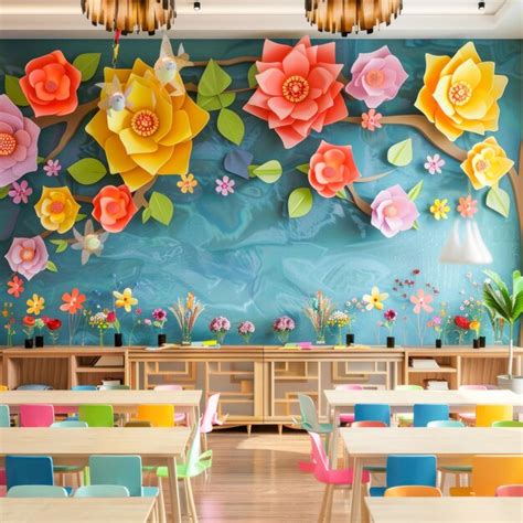 Decorative Classroom With Flower Teacher Day Concept Premium Ai