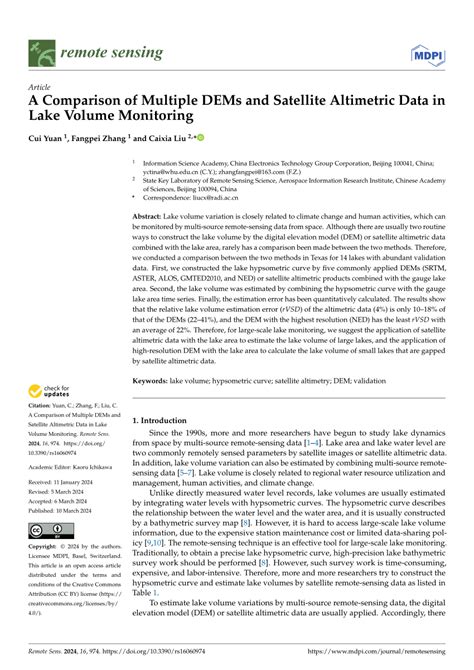 Pdf A Comparison Of Multiple Dems And Satellite Altimetric Data In Lake Volume Monitoring