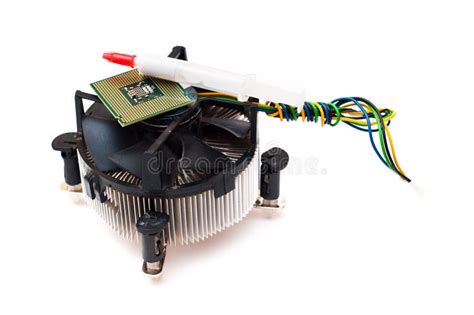 Old Microprocessor And Fan Over White Stock Image Image Of Electric Power