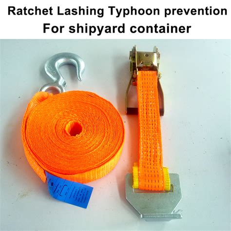 Container Lashing Straps Restraints On Shipyard Typhoon Prevention