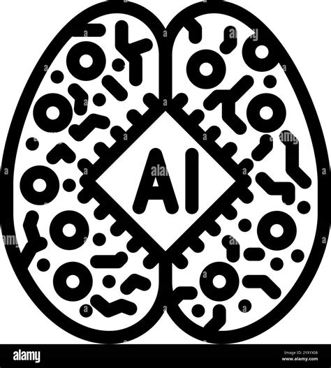 Machine Learning Symbol Line Icon Vector Illustration Stock Vector