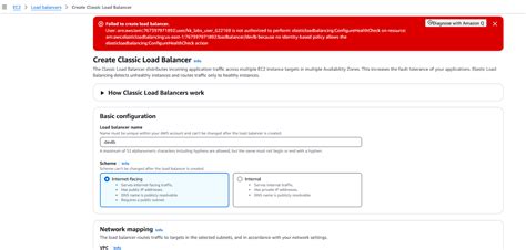unable to create load balancer in aws playground lab question