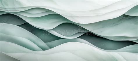 Abstract Layers Of Soft Flowing Waves In Green And White Shades