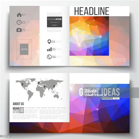 벡터 세트 사각형 디자인식 브로셔 형판 추상적임 색상화 다각형 0명에 대한 스톡 벡터 아트 및 기타 이미지 0명 2차 도형 공란 Istock