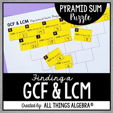 Greatest Common Factor Gcf And Least Common Multiple Lcm Pyramid Sum Puzzle All Things