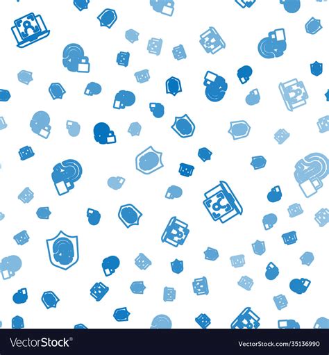 Set Line Fingerprint In Shield Laptop With Face Vector Image