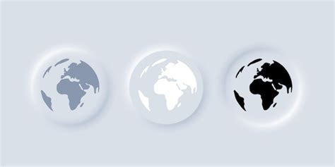 Premium Vector World Planet Icon Set Neumorphism Style Illustration