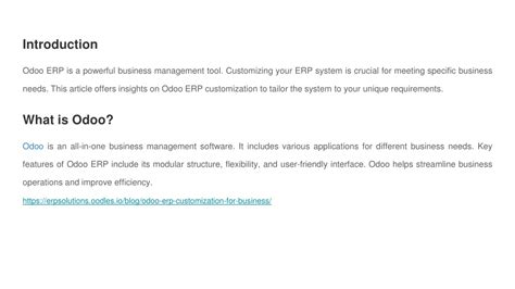 PPT Odoo ERP Customization Tailor Your ERP To Fit Business Needs PowerPoint Presentation ID