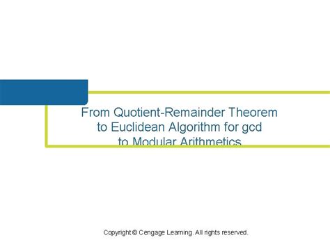 From Quotientremainder Theorem To Euclidean Algorithm For Gcd