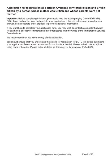 Form Botc M Download Printable Pdf Or Fill Online Application To Become A British Overseas